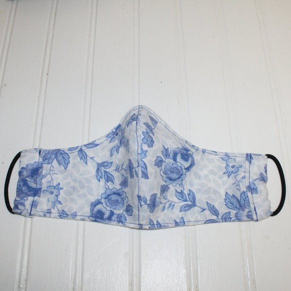 Hand Crafted | Accessories | Handmade Blue Floral Fabric Face Mask ...